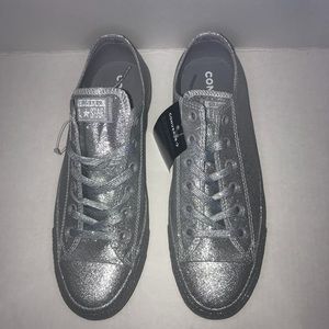 Converse | Shoes | Converse Chuck Taylor All Stars Silver Glitter Nwt ...